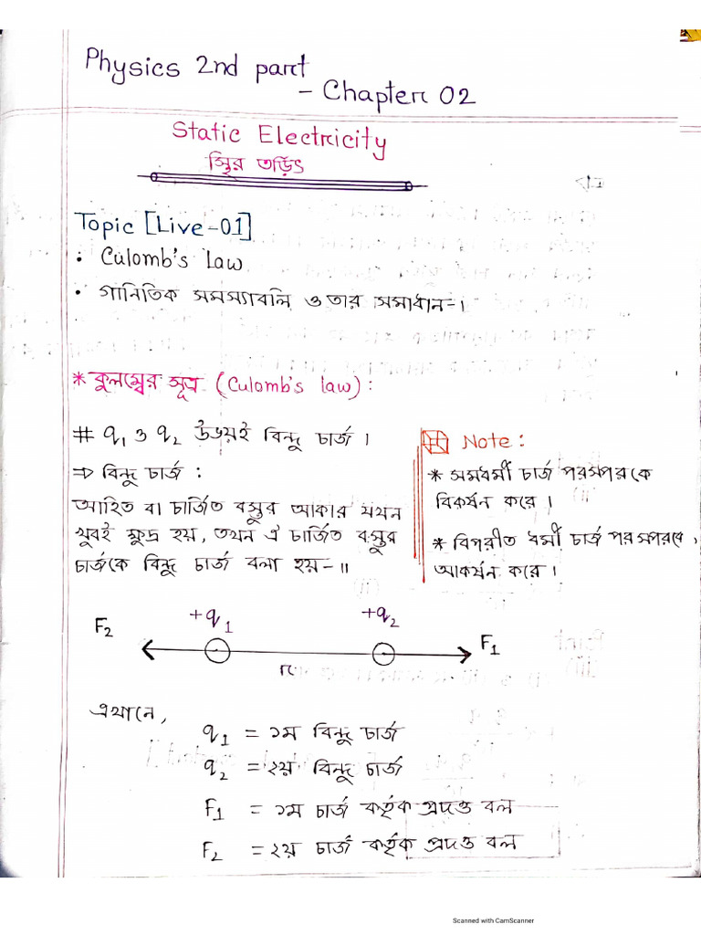 HSC Physics Chapter - Static Electricity | PDF