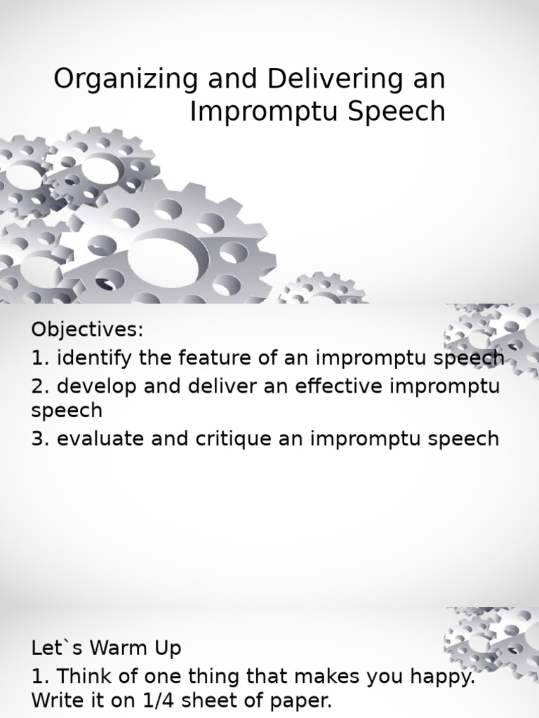 Mastering Impromptu Speech Delivery | PDF