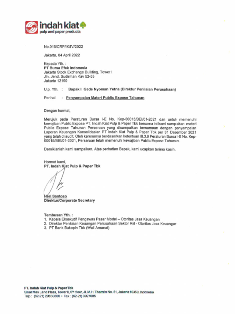 INKP Laporan Informasi Dan Fakta Material 31080781 Lamp1 | PDF