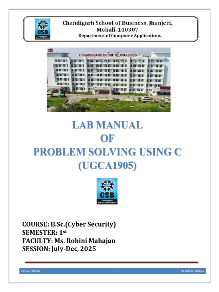 Problem Solving Using C Lab Manual June 2025 | PDF | Pointer (Computer Programming) | Computer ...