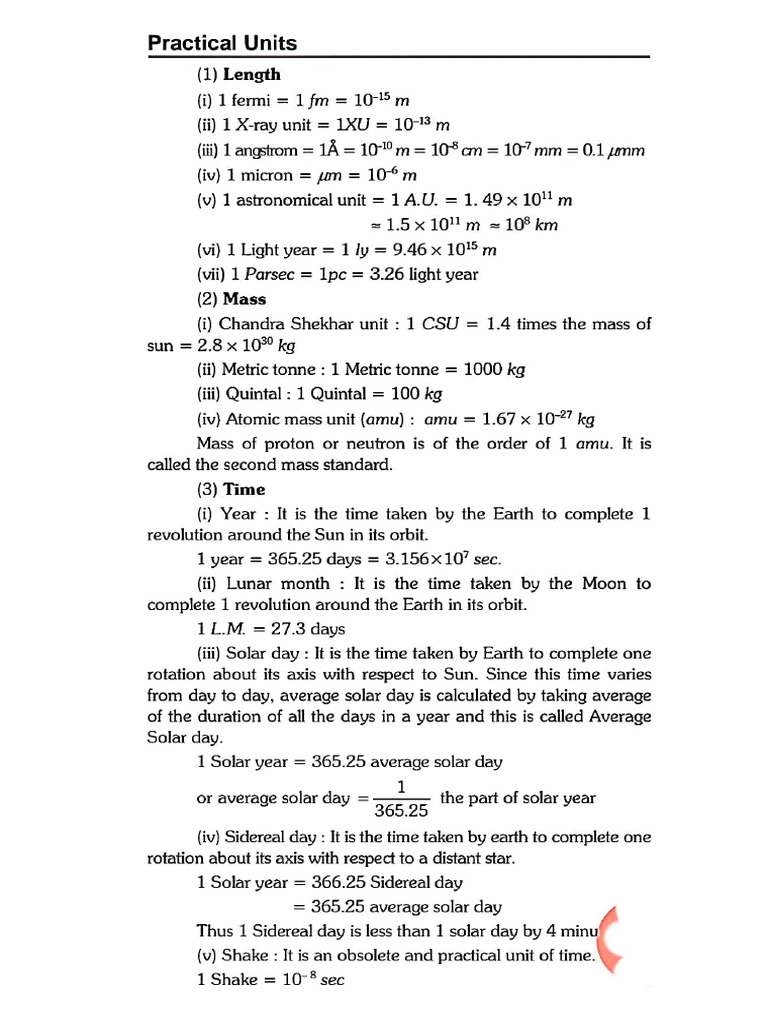 Table of Units Conversion. | PDF