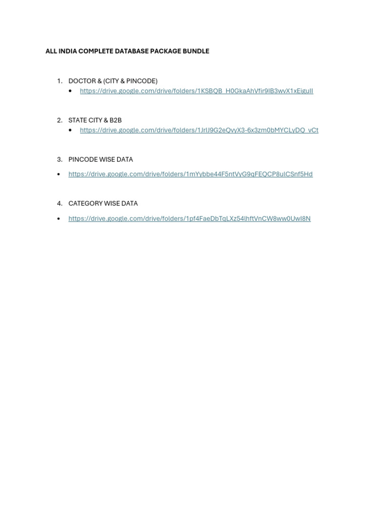 All India Complete Database Package Bundle | PDF
