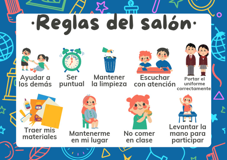 Póster para Imprimir Reglas Del Salón Simple Ilustrativo Multicolor ...