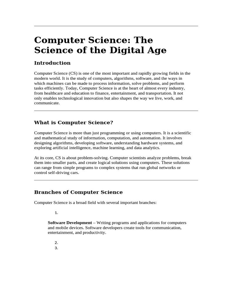 Overview of Computer Science Branches | PDF