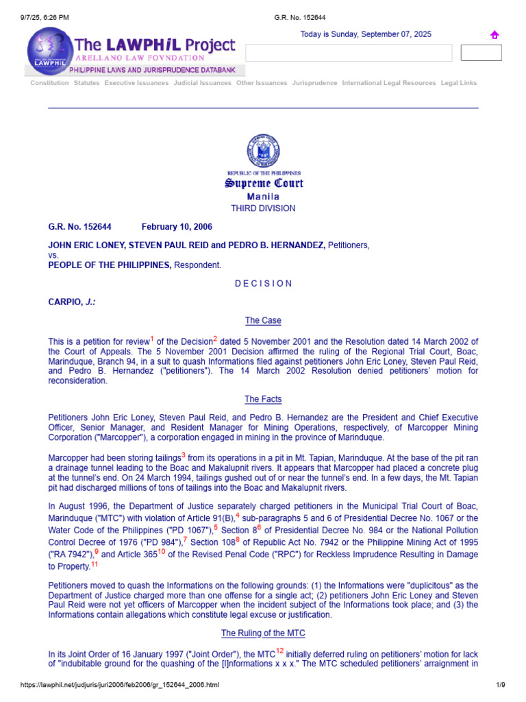 Marcopper Mining Legal Case Review | PDF | Criminal Law | Double Jeopardy
