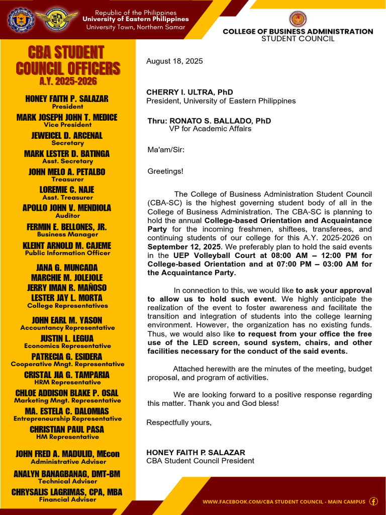 Orientation Letter 033942 | PDF