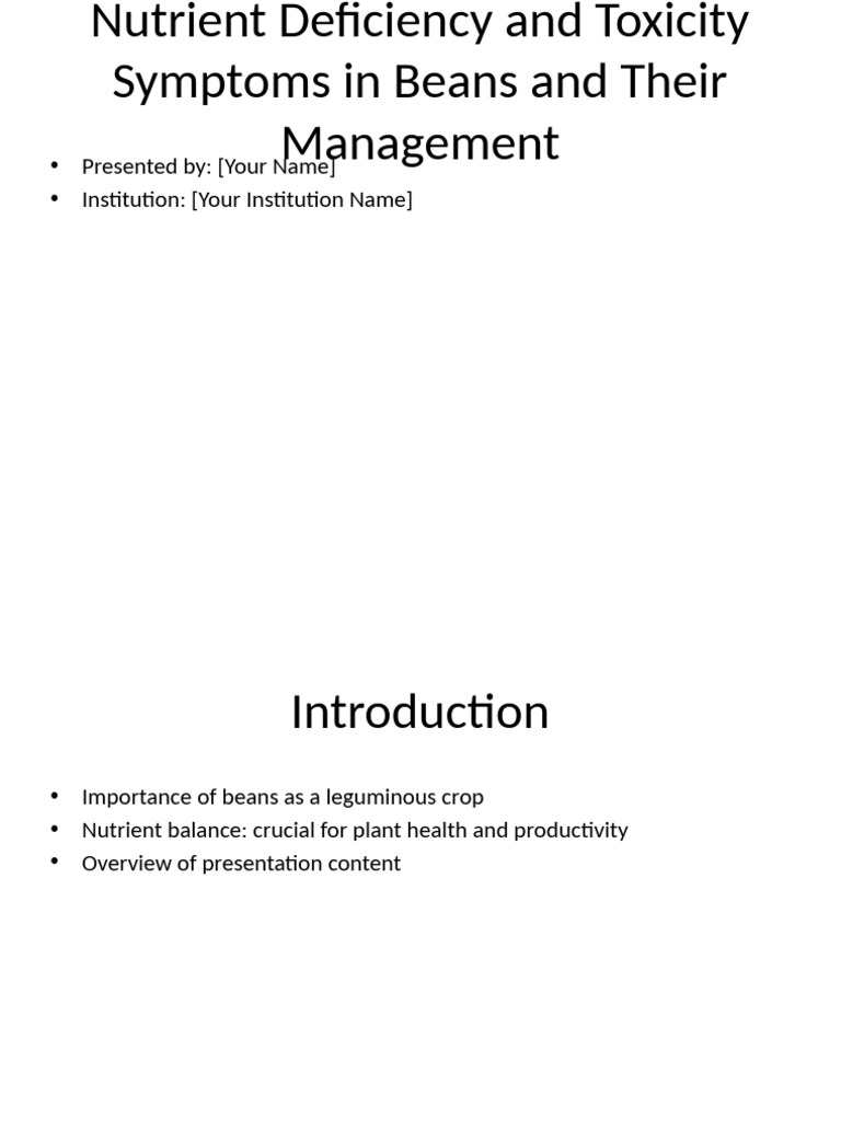 Beans Nutrient Deficiency Toxicity Presentation | PDF