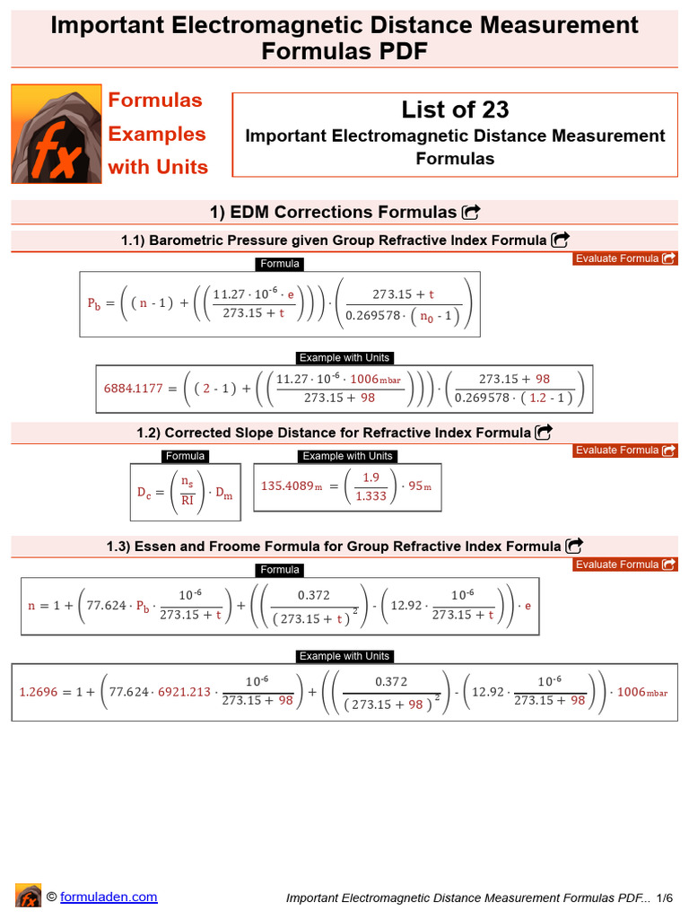 Electromagnetic Distance Measurement Formulas | PDF | Wavelength | Waves