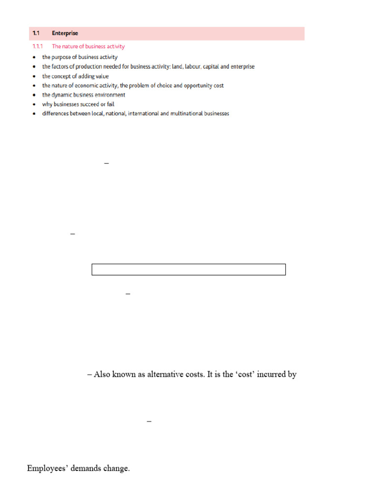 Business Studies 9609 A'Levels AS Unit 1 | PDF | Franchising ...