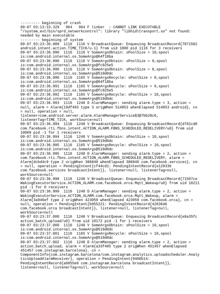 Android Crash Log Analysis | PDF | Computing | System Software