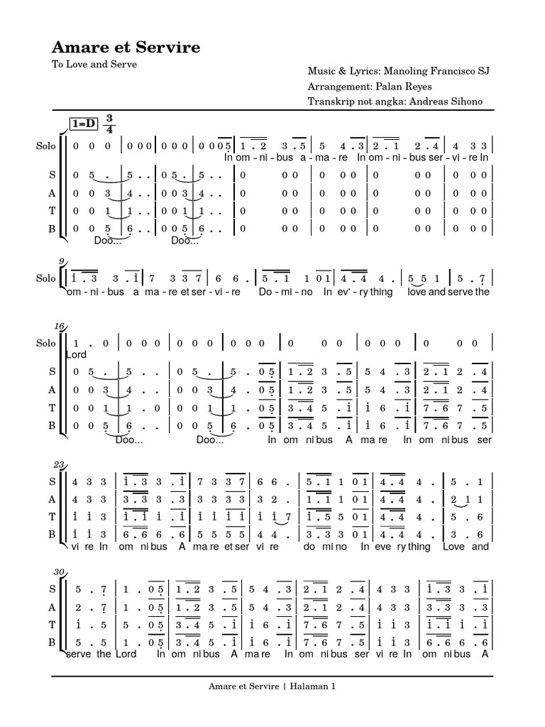 Amare Et Servire - Not Angka - Versi Lengkap2 | PDF