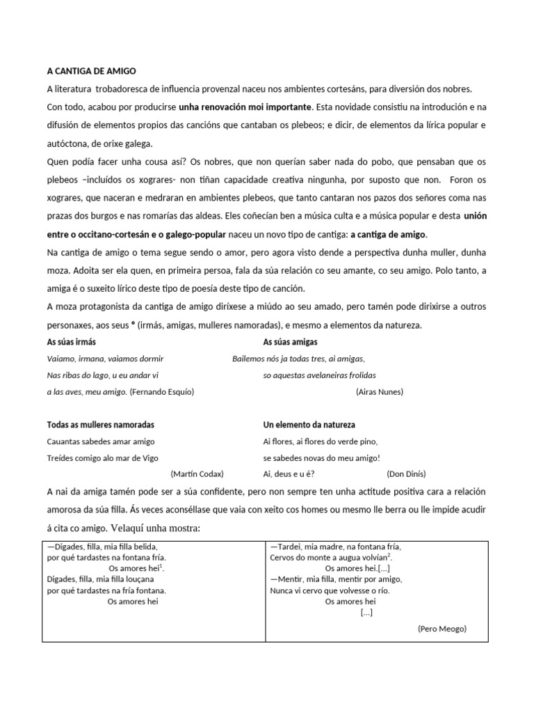 A Cantiga de Amigo | PDF