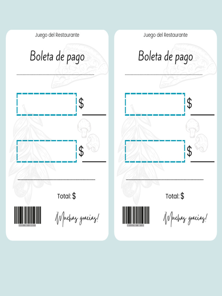 Juego Restaurante Boleta | PDF