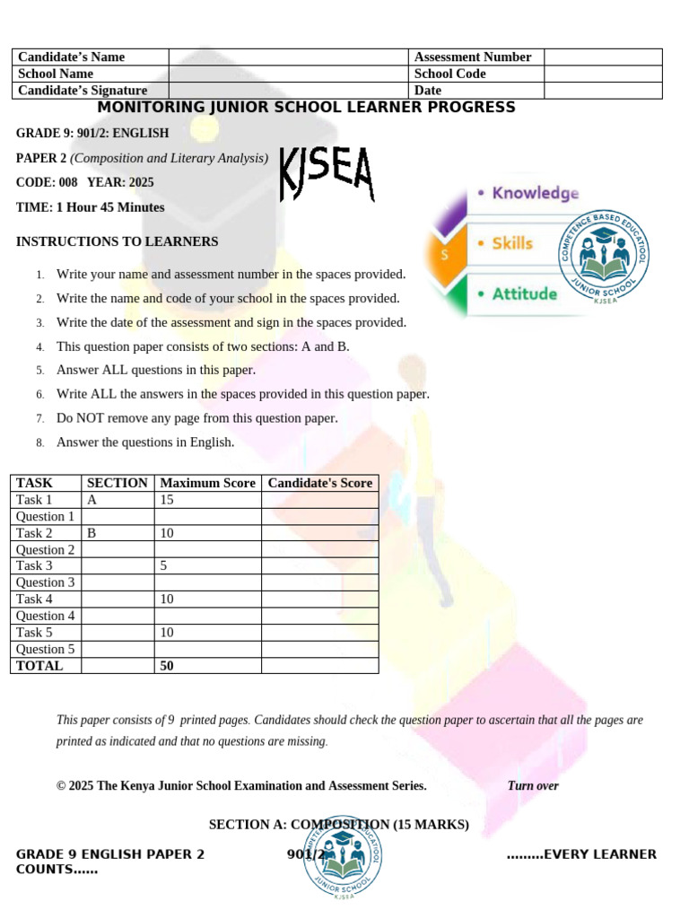 Grade 9 English Pp2 | PDF