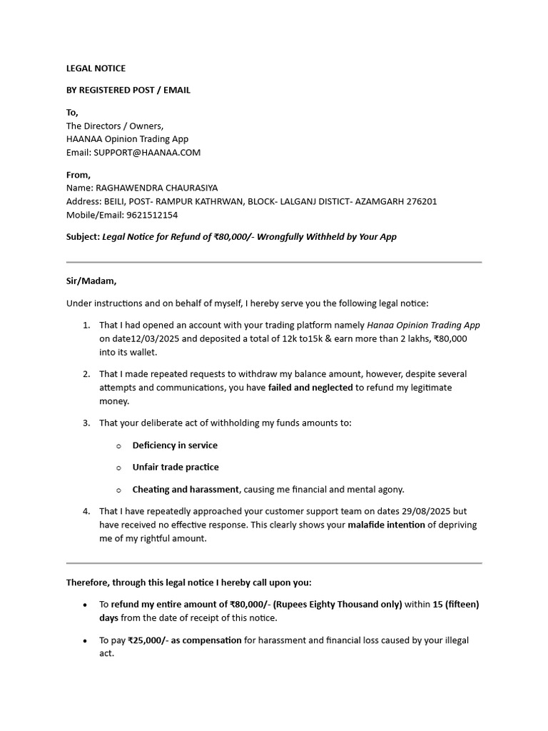 Legal Notice | PDF