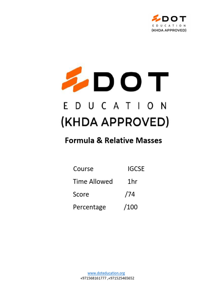 Formular and Relative Masses Categorised | PDF