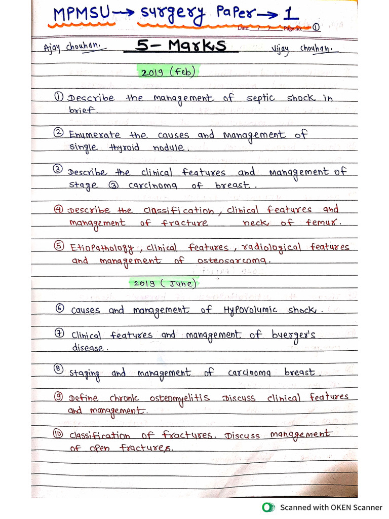 MPMSU Surgery Paper-1 (New) | PDF
