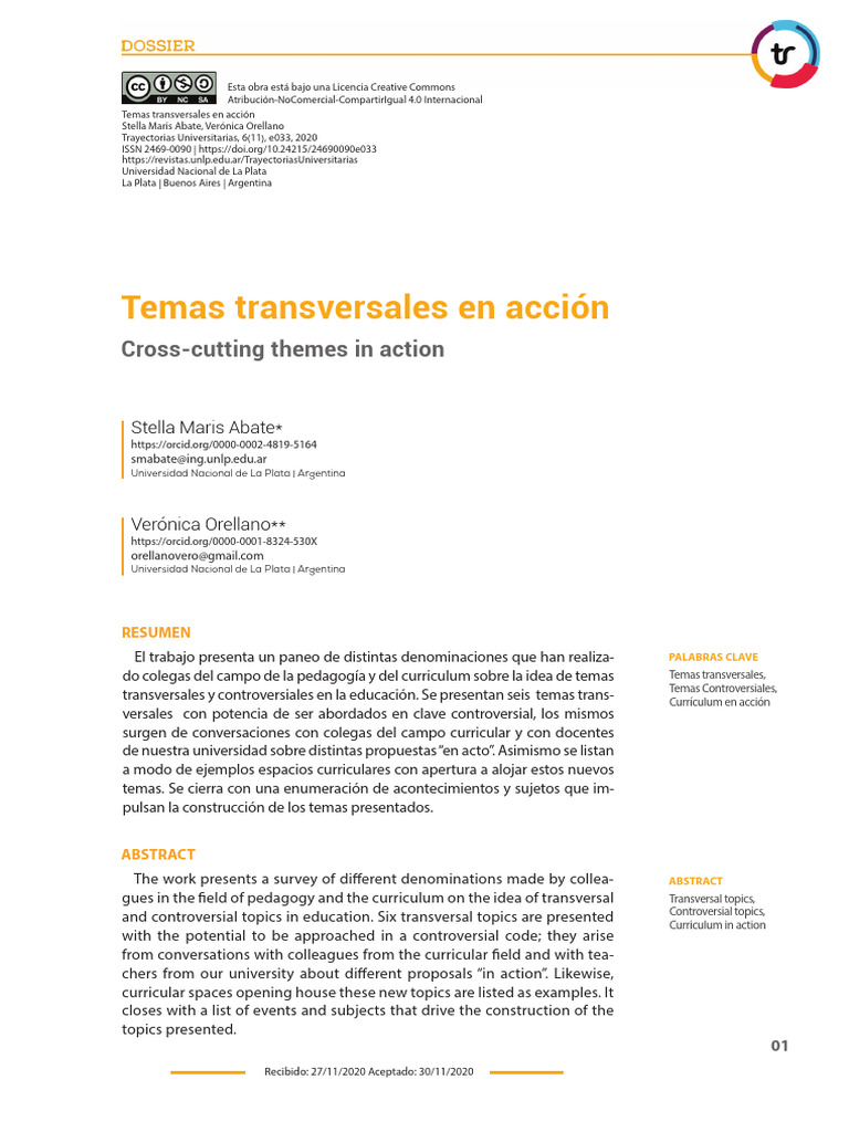Abate y Orellano. Temas Transversales en Acción | PDF | Plan de ...