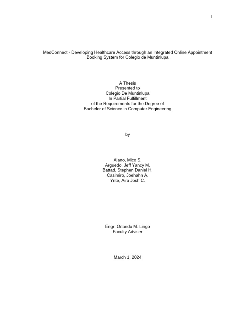 MedConnect Developing Healthcare Access Through an Integrated Online Appointment Booking System ...