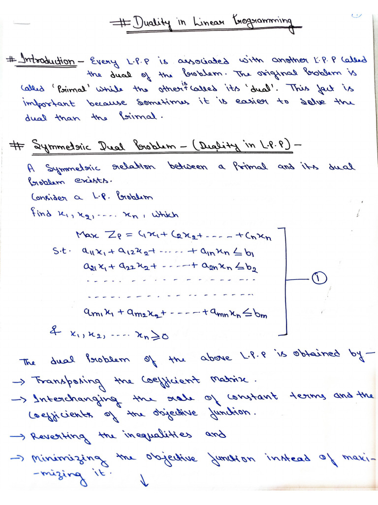 Duality in Linear Programming | PDF