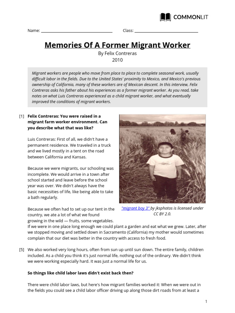 Memories of A Former Migrant Worker-Student | PDF | United Farm Workers | Migrant Worker