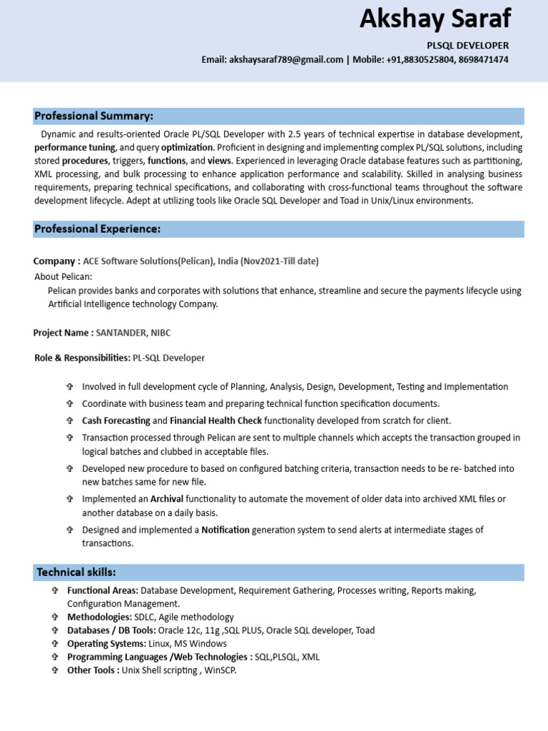 Akshay Saraf | PDF | Databases | Pl/Sql