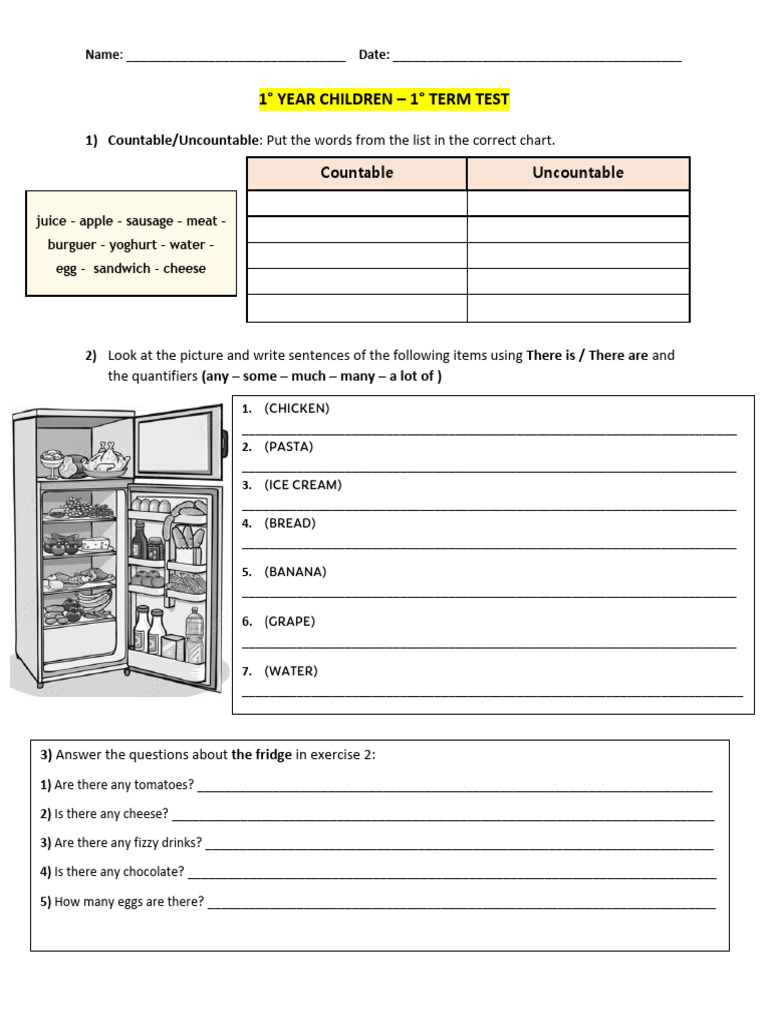 1st Year Children Term Test Guide | PDF