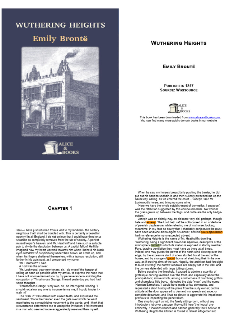 Wuthering Heights-Emily Bronte | PDF | Wuthering Heights | Heathcliff ...