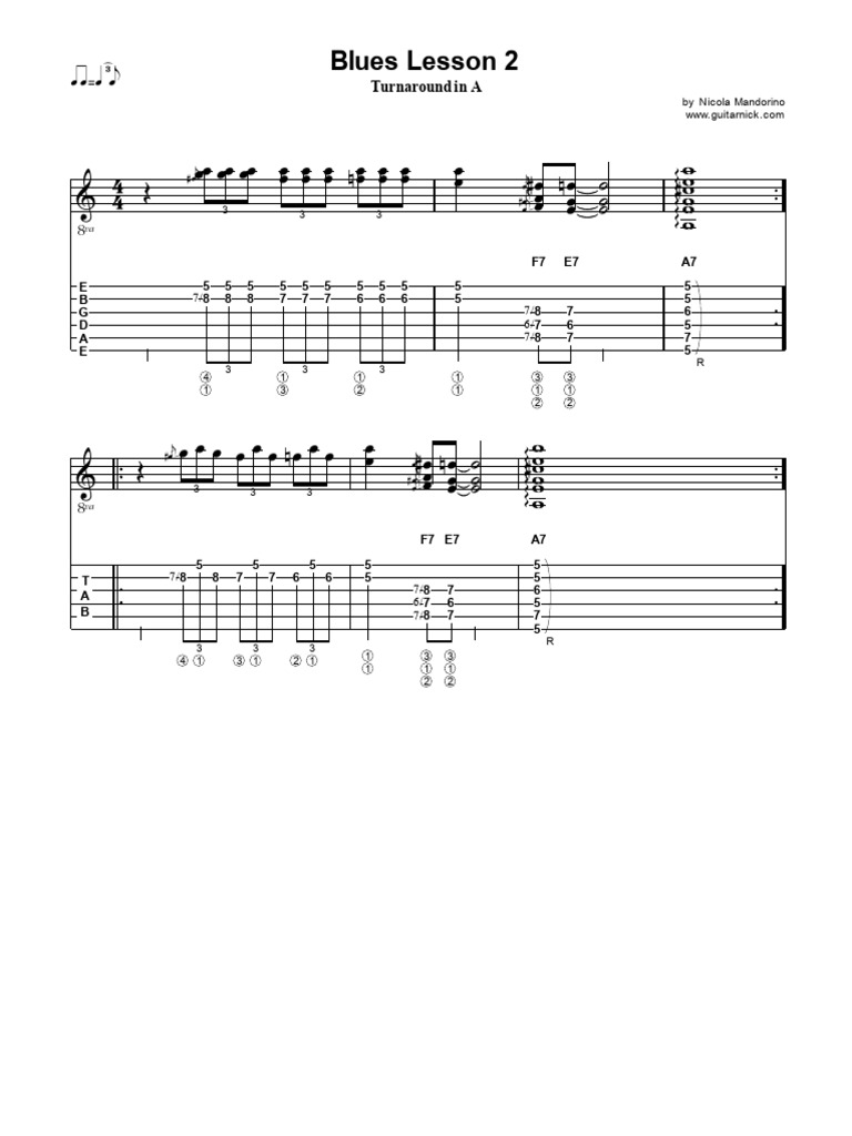 Blues Turnaround Lesson in A | PDF