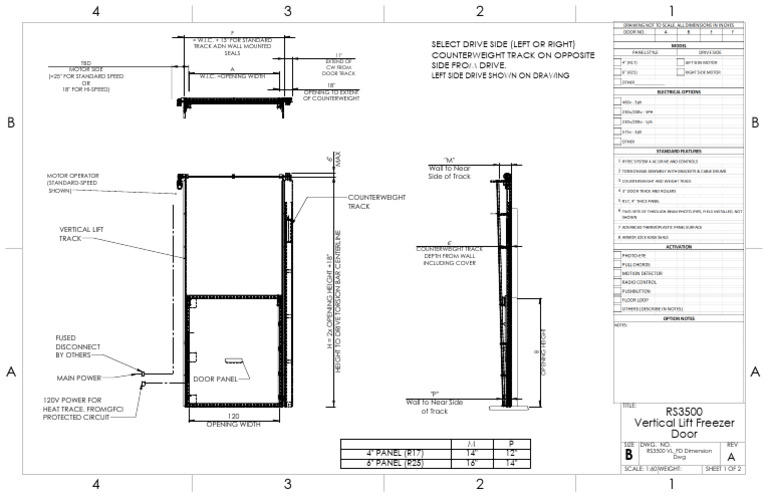RS3500 Vertical Lift Freezer Door Specs | PDF