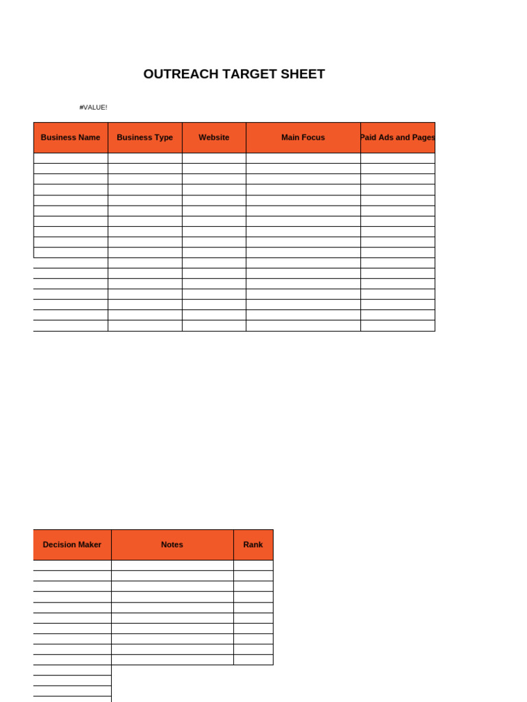 Outreach Target Sheet Template | PDF
