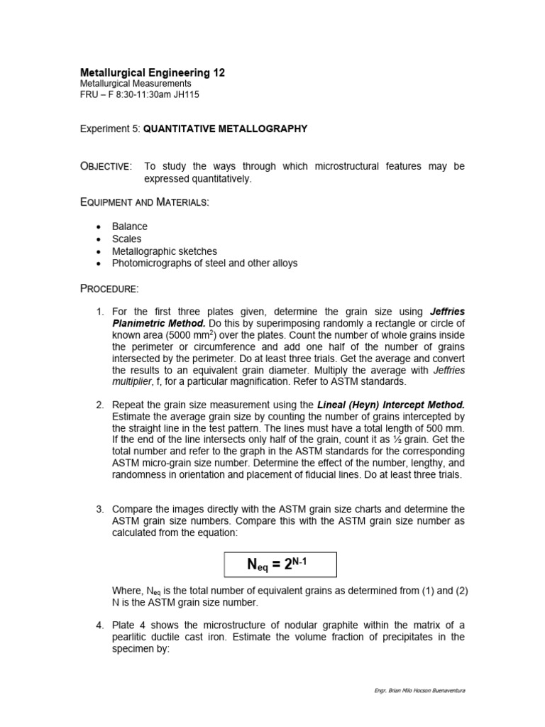 Quantitative Metallography Techniques | PDF | Applied And ...