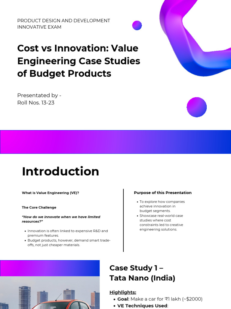 Cost Vs Innovation Value Engineering Case Studies of Budget Products ...