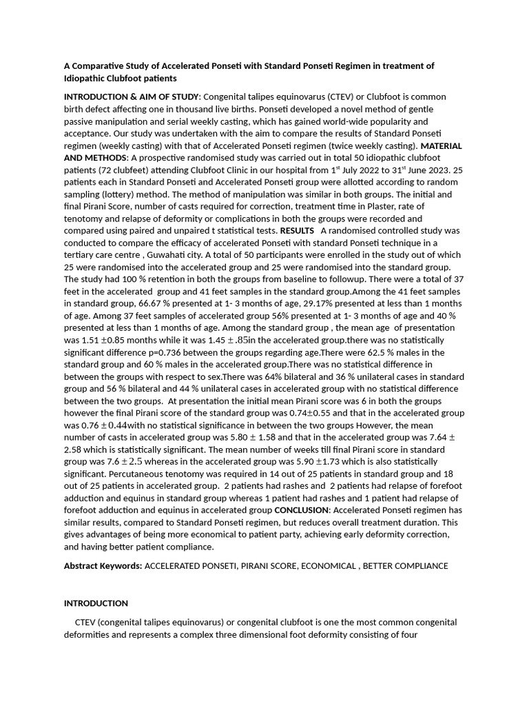 Accelerated vs Standard Ponseti Method | PDF | Health Sciences ...