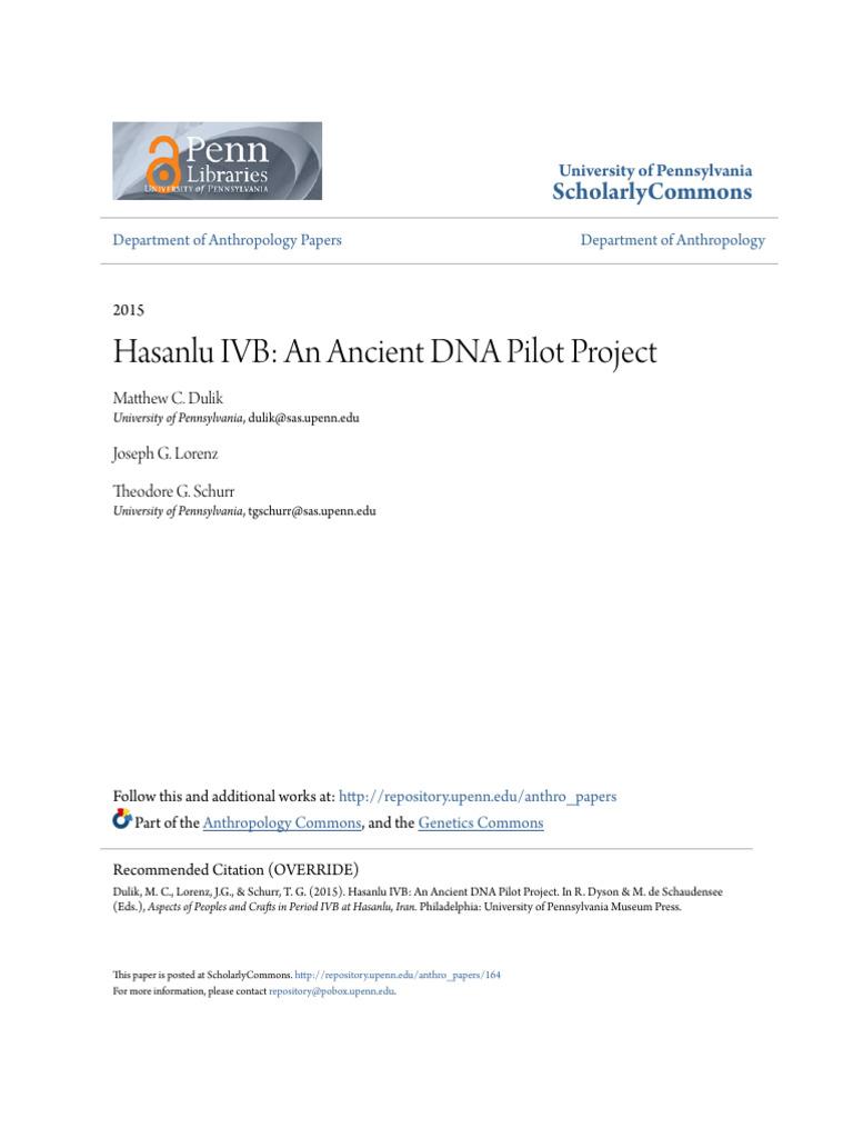 Ancient DNA Study of Hasanlu IVB | PDF | Polymerase Chain Reaction ...