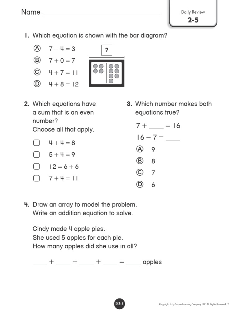 Daily Math Review for Grade 2 | PDF