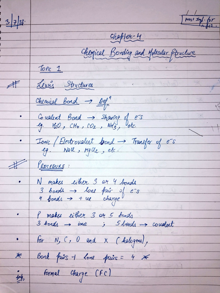 Chemical Bonding - Notes | PDF