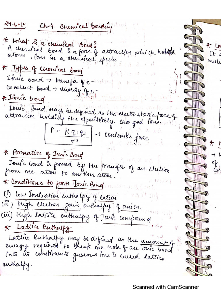 Chemical Bonding Notes | PDF