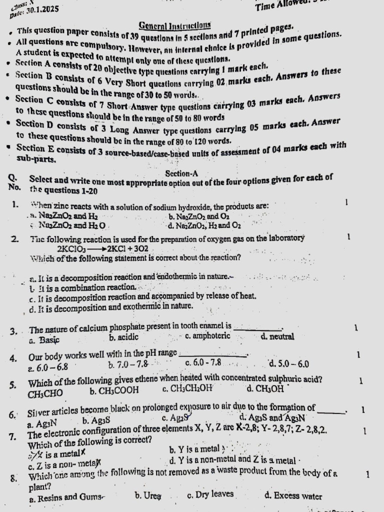 Science Main Test | PDF