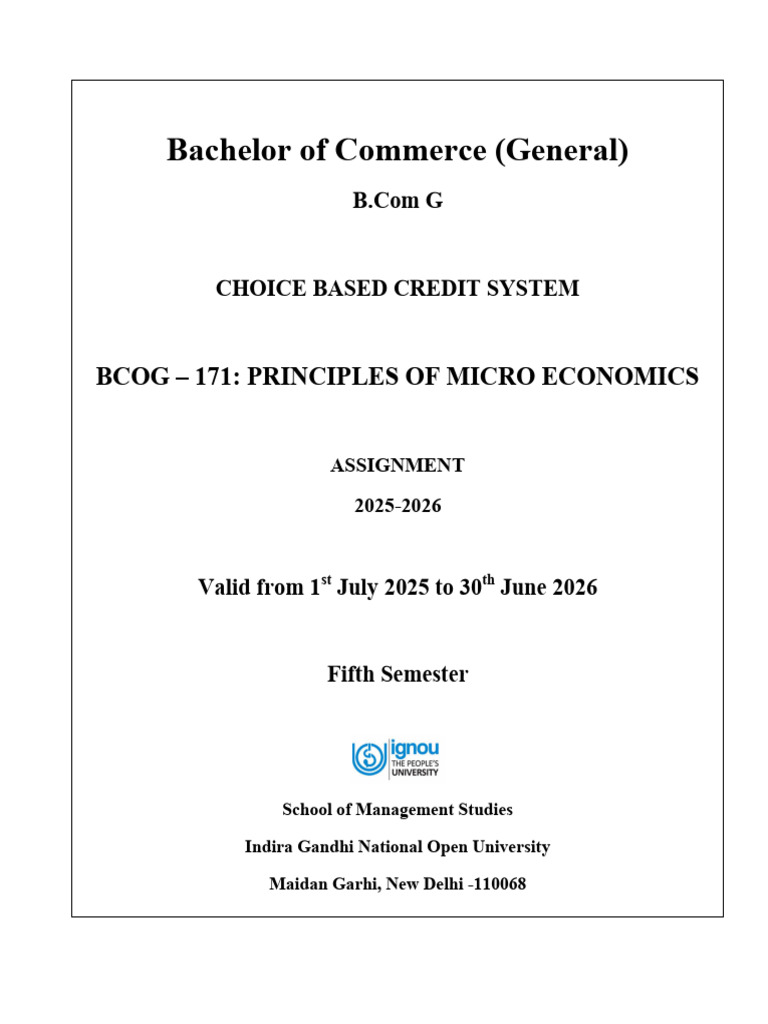 BCOG-171 Micro Economics Assignment 2025-26 | PDF | Demand | Economic ...