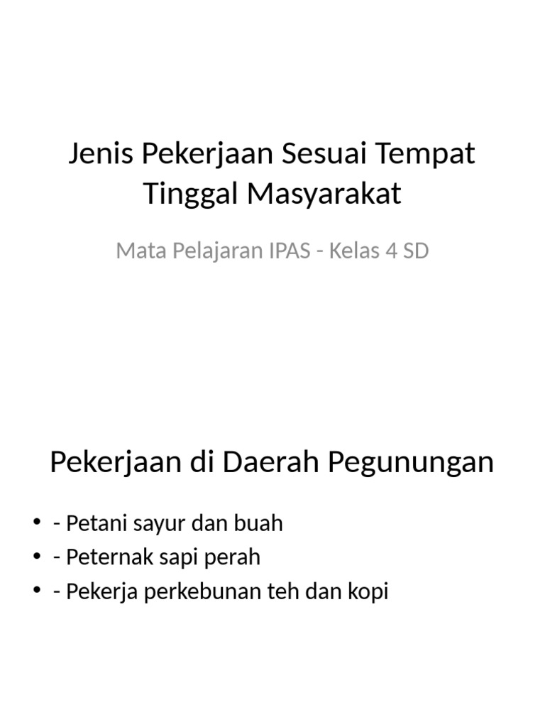 Pekerjaan Berdasarkan Lokasi Tinggal | PDF