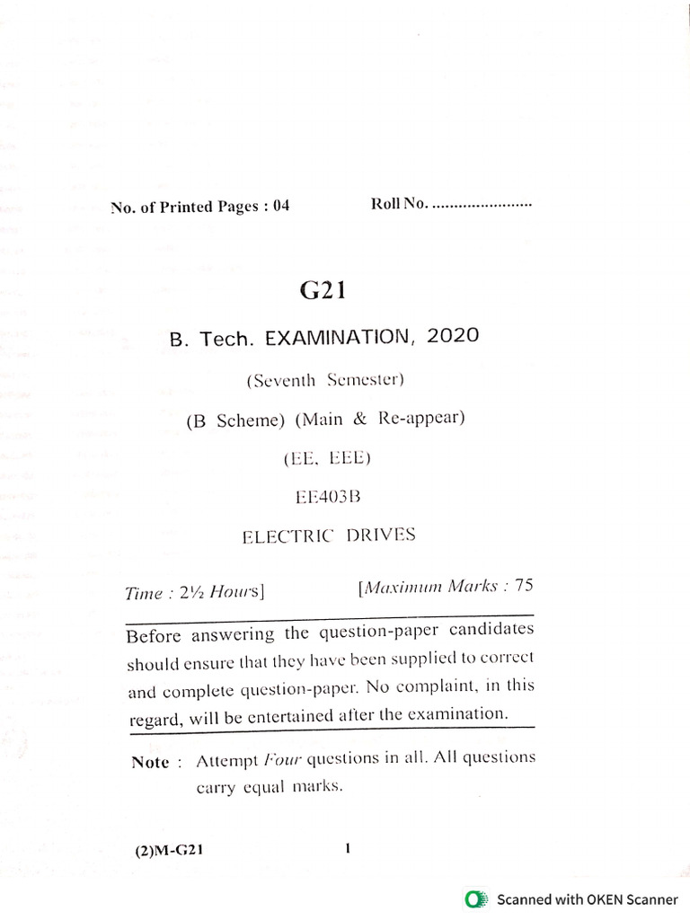 Electric Drive Question Paper | PDF