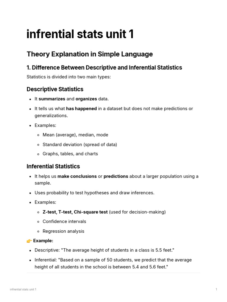 Descriptive vs. Inferential Statistics Guide | PDF | P Value ...