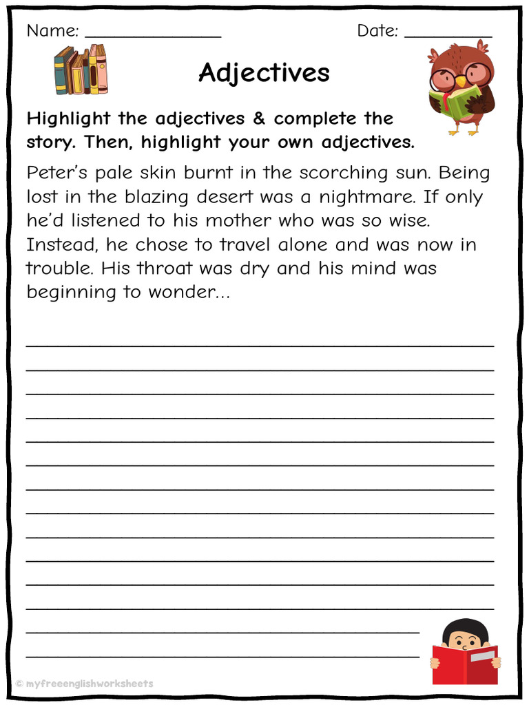 Adjectives Worksheet 8 Hard | PDF