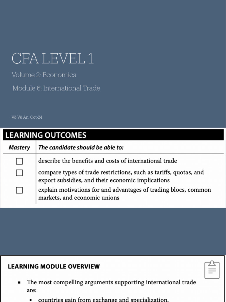 Note CFA Level 1 - Volume 2 - Module 6 - International Trade | PDF