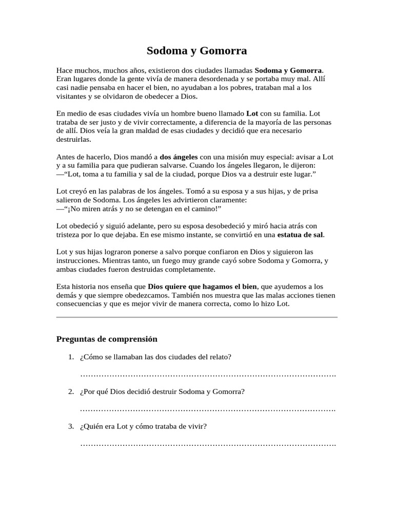 Ficha Religion | PDF | Sodoma y Gomorra