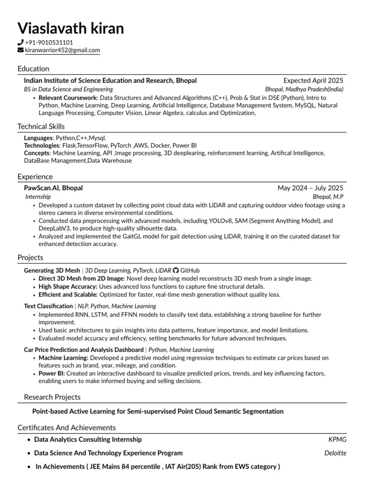 resume_kiran | PDF | Machine Learning | Deep Learning