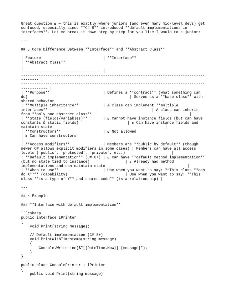 Abstract Vs Interfaces | PDF | Class (Computer Programming) | Method ...
