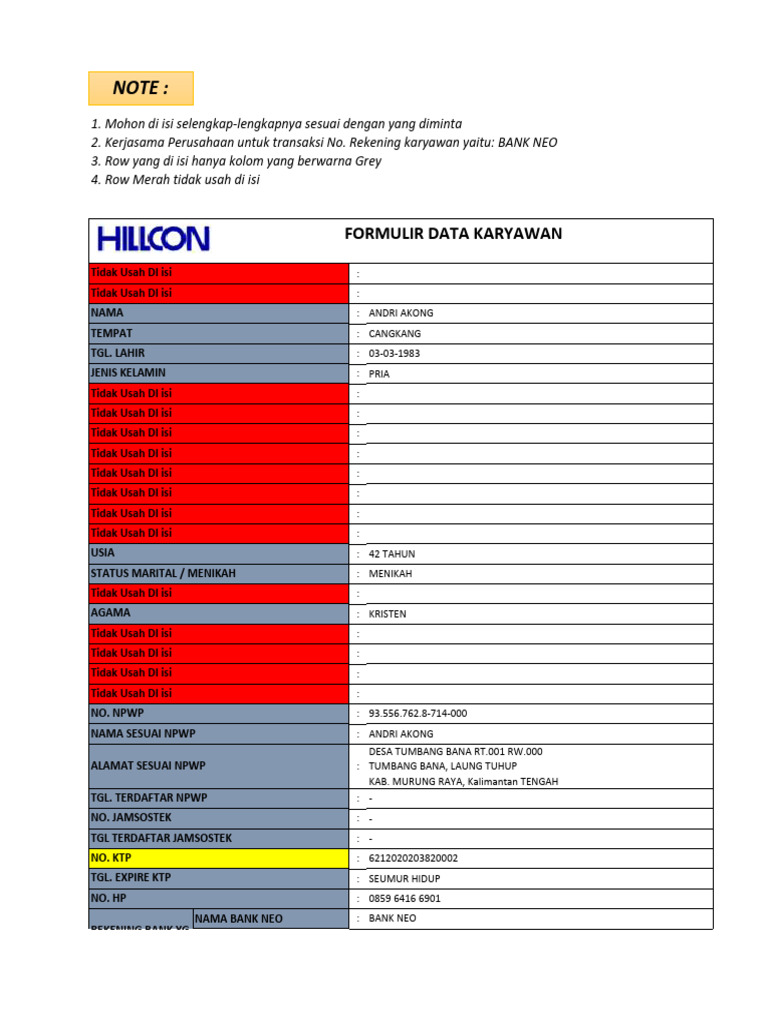 1, AKONG - Form Data MCU (Di Isi Nama) | PDF