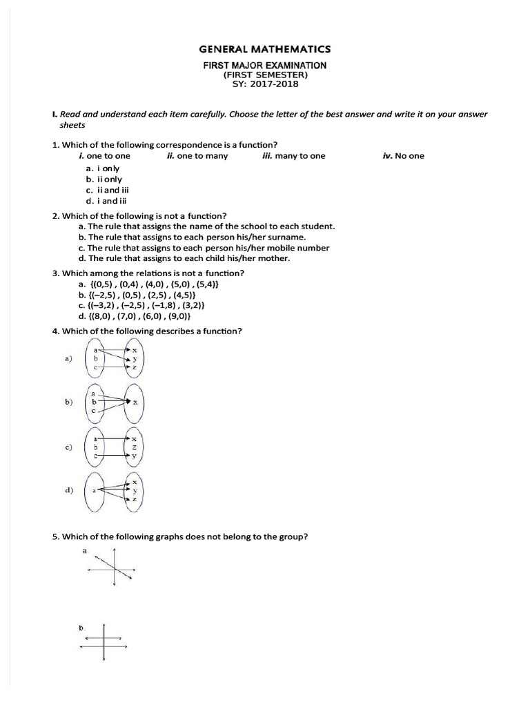 PDF General Mathematics First Quarter Exam Compress | PDF | Discrete Mathematics